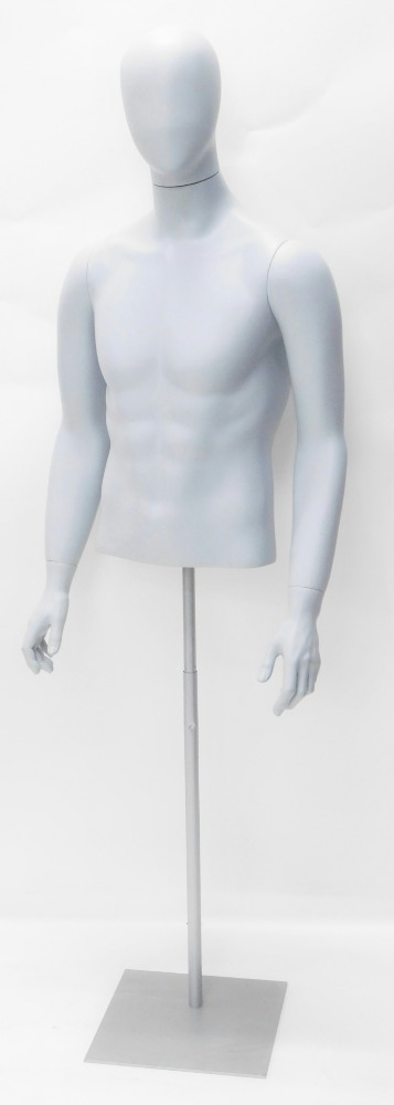 A plastic tailor's mannequin, with head and torso, on turned stem and ...