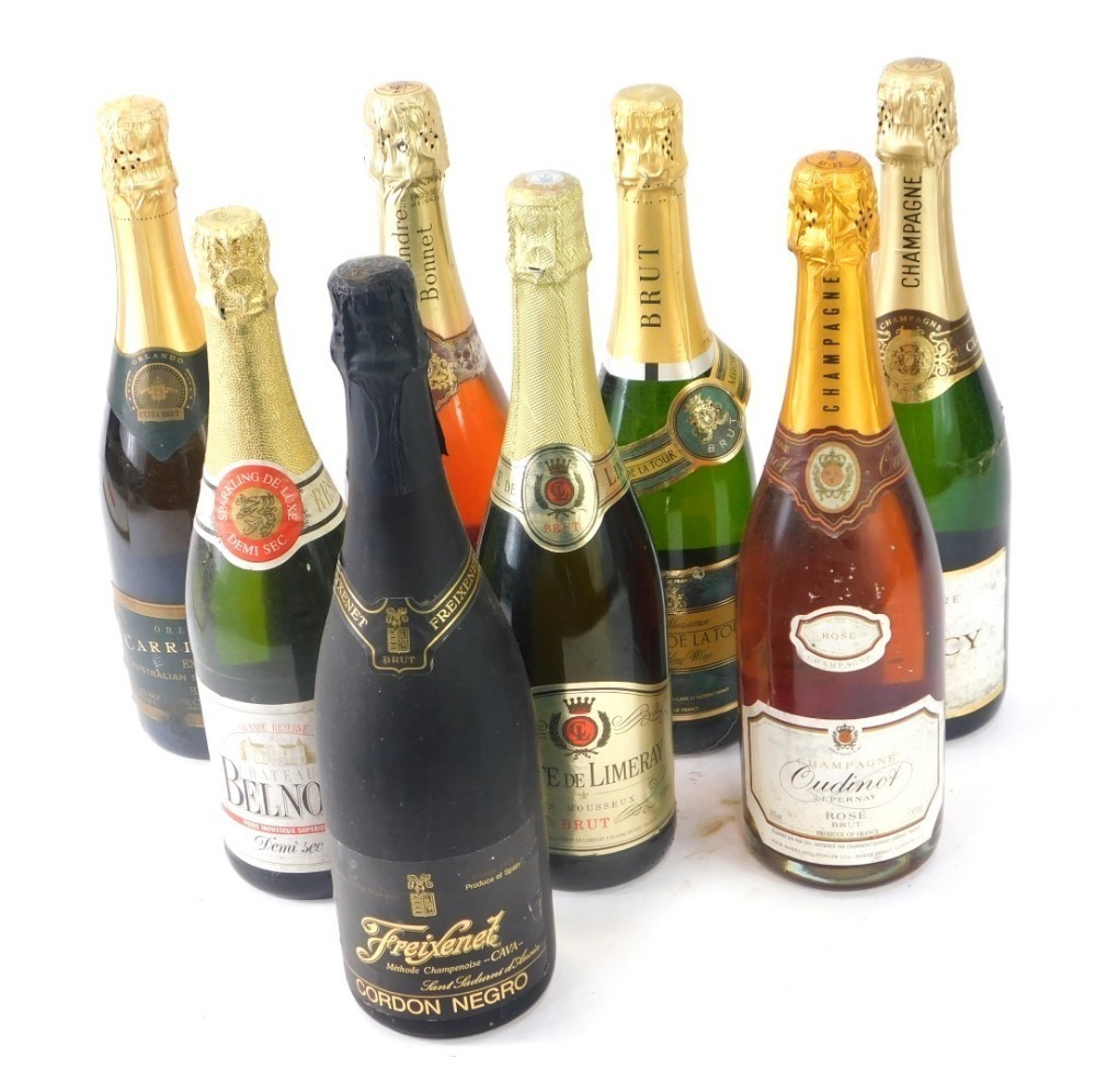 Eight bottles of Champagne and sparkling wine, comprising Alexandre ...