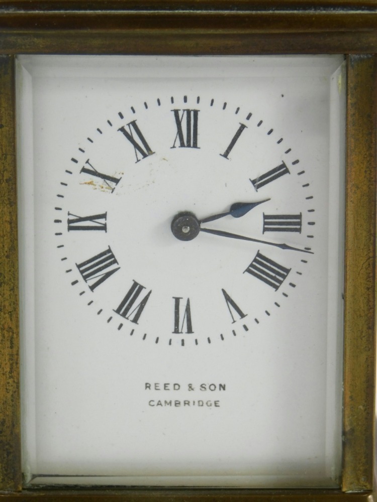 A 20thC Reed & Sons carriage clock, in five part glazed brass case with ...