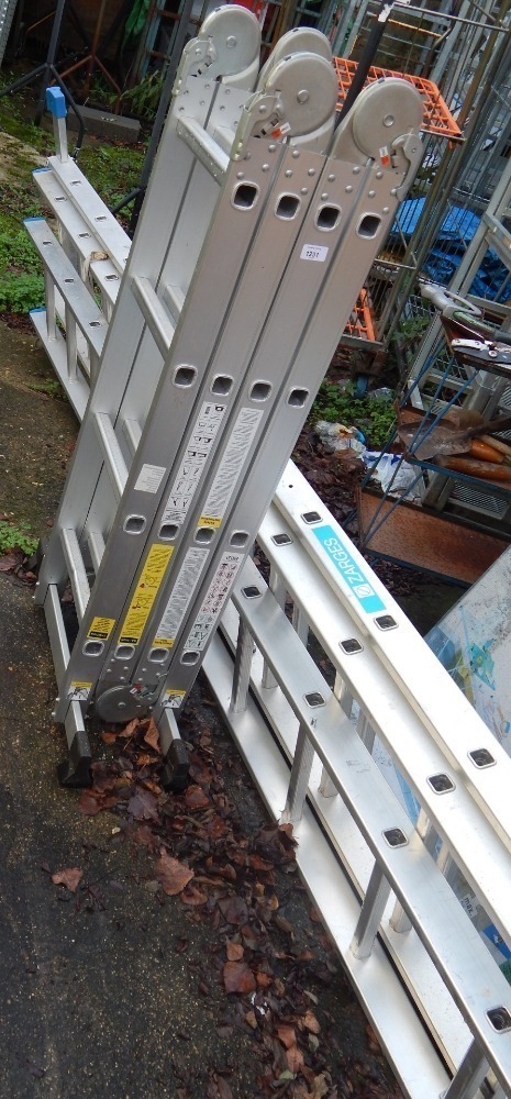 A group of ladders, a folding four tier ladder and a three tier step ...