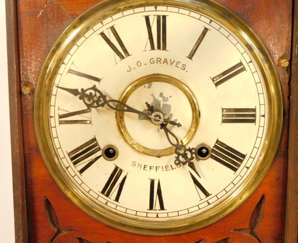 A late 19thC J G Graves of Sheffield inlaid mahogany wall clock, with a ...