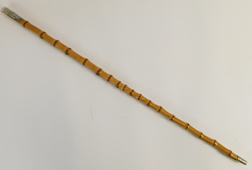 A King's Regiment Liverpool silver topped swagger stick, bearing crest ...