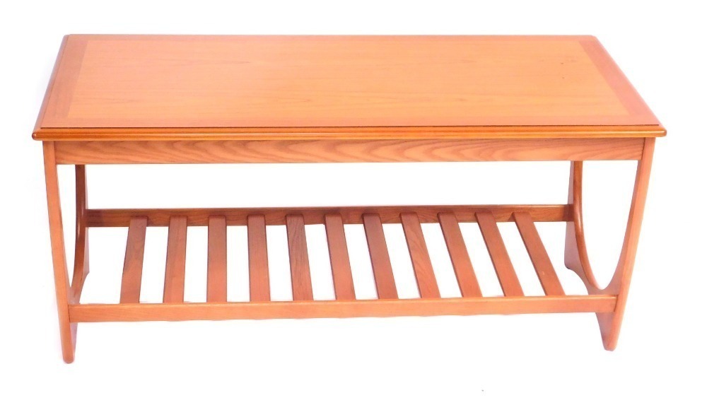 A G-Plan teak low coffee table, the rectangular top with shaped ...