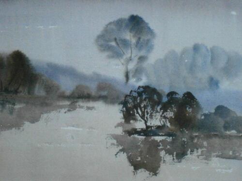 Ronald Crampton (1905-1985). River scene with rowing boat