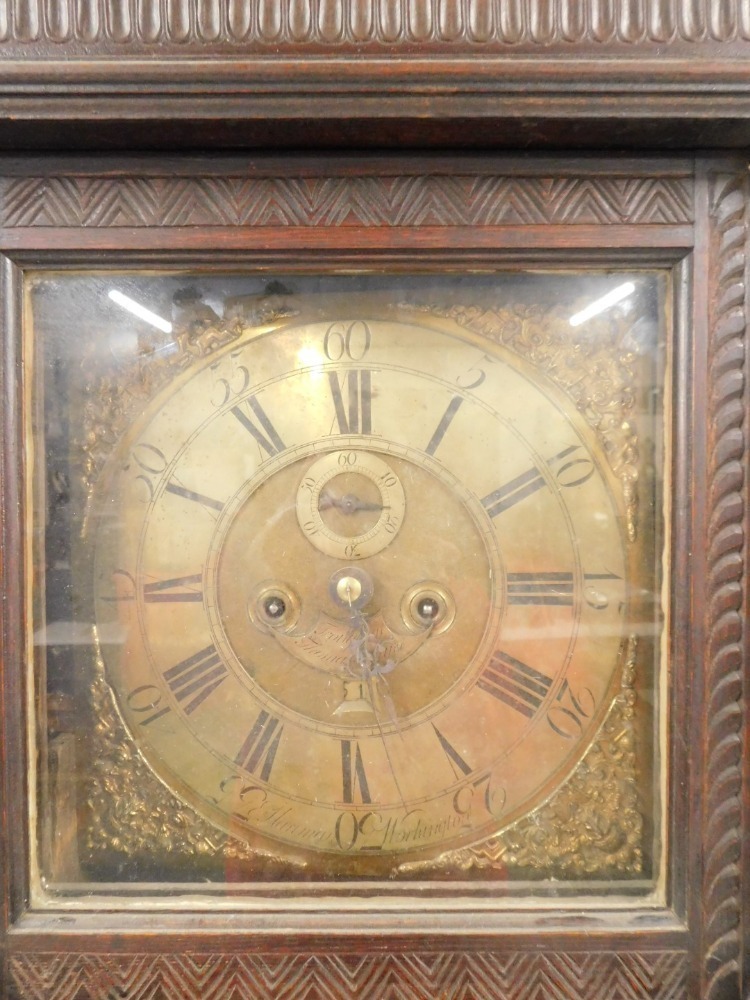 E Hariman of Workington. A Georgian oak longcase clock, with second ...